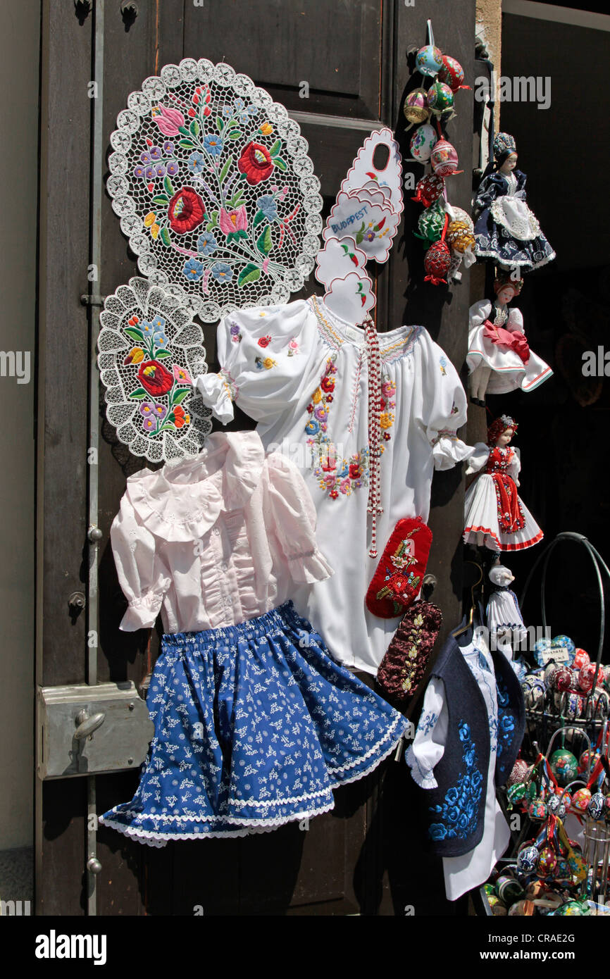 Traditional costumes and other folklore items, folklore shop, Budapest ...