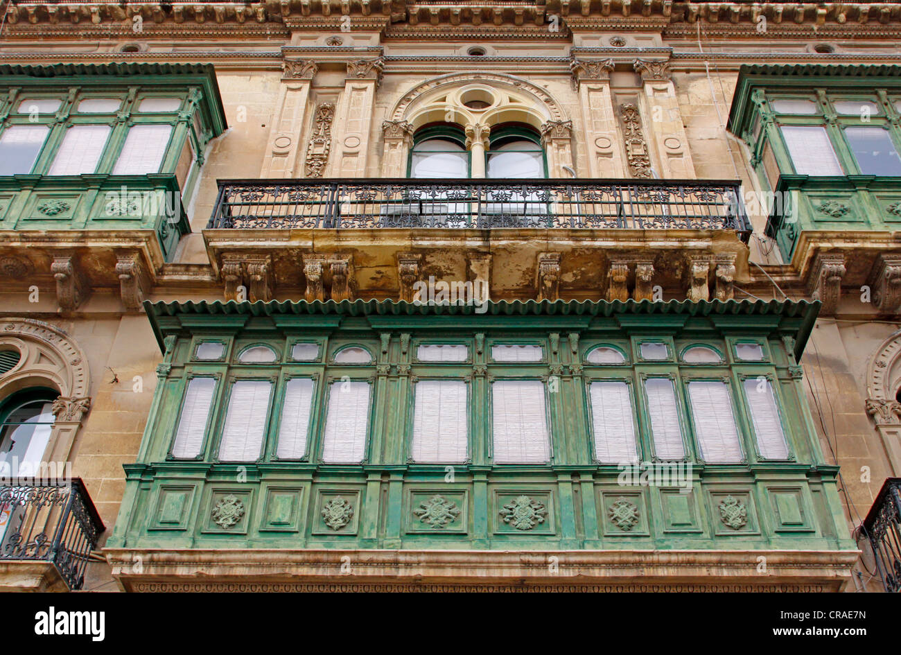 Typical Maltese balconies, Valletta, Malta, Europe Stock Photo - Alamy