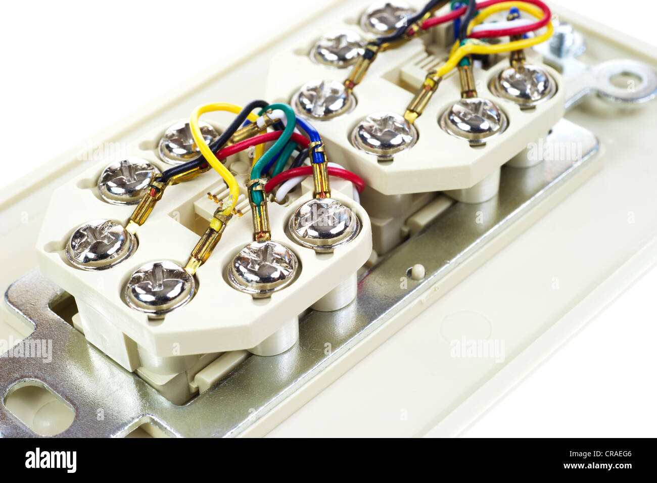 Red white black wires outlet hi-res stock photography and images - Alamy