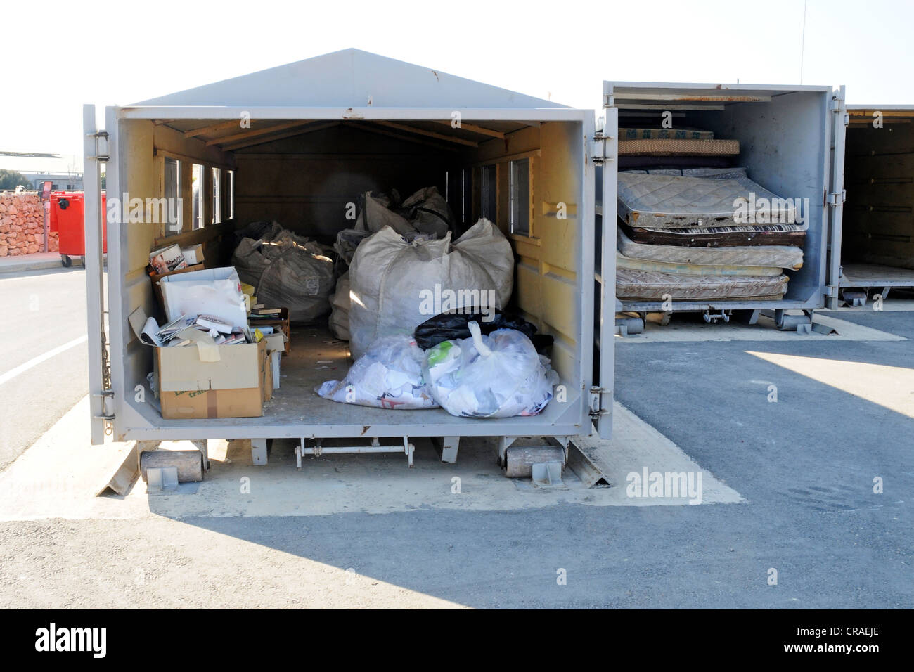 A waste separation site where different recyclable materials are ...