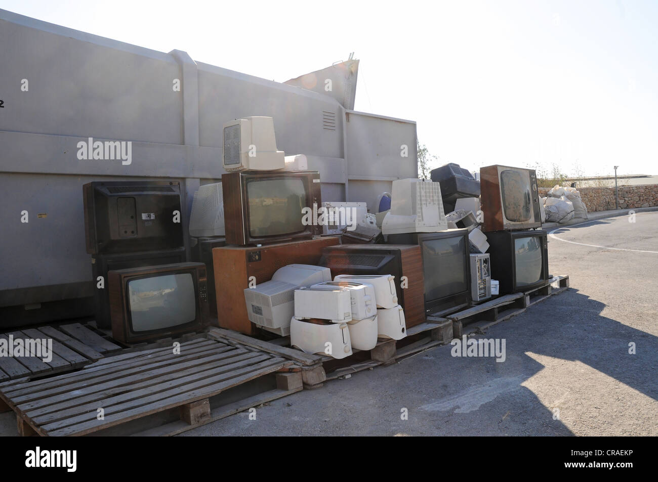 A waste separation site where different recyclable materials are ...