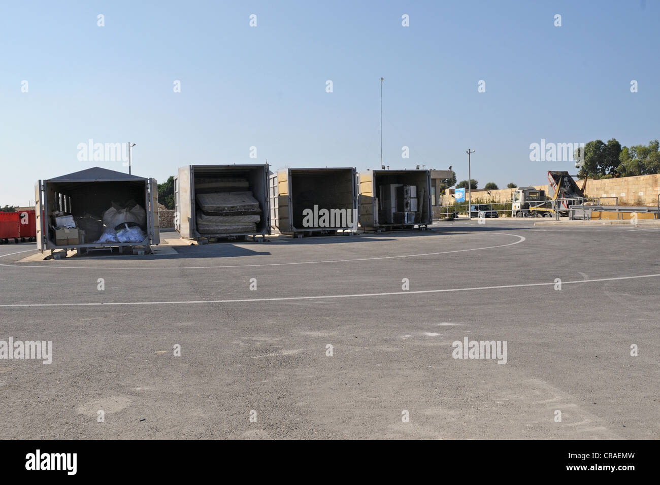 A waste separation site where different recyclable materials are ...