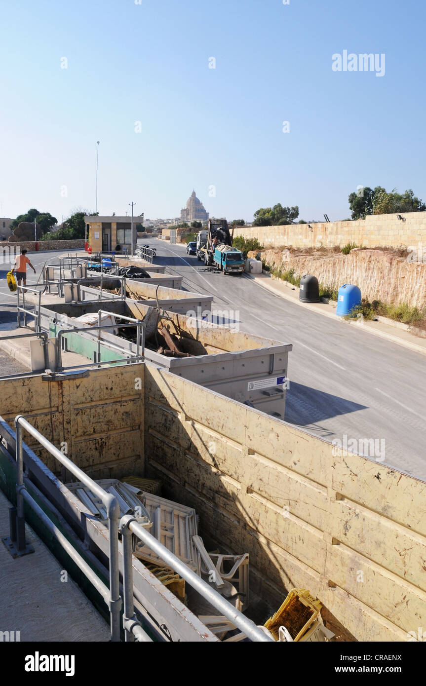 A waste separation site where different recyclable materials are ...