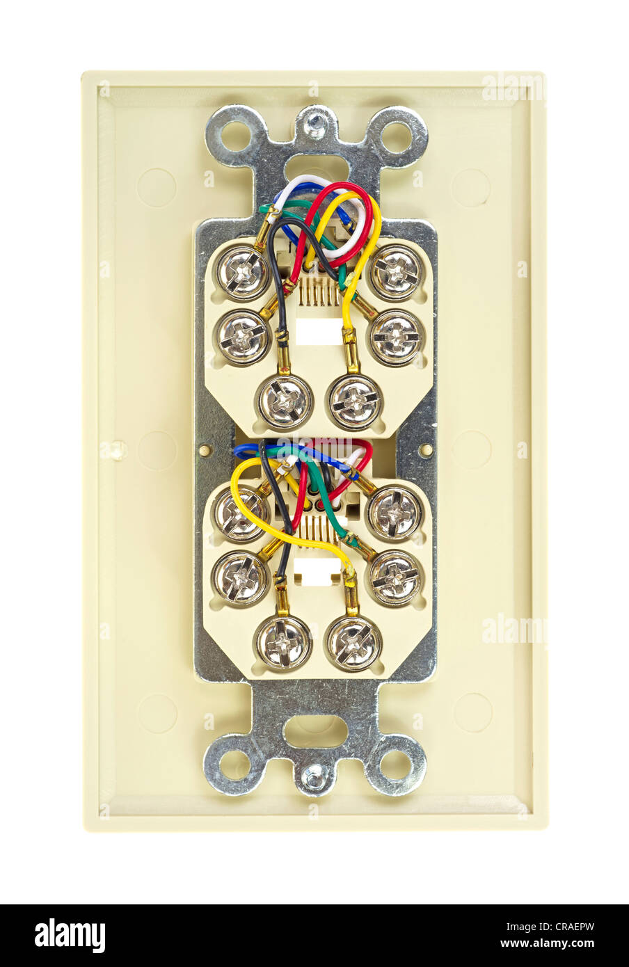 Back of telephone outlet Stock Photo - Alamy