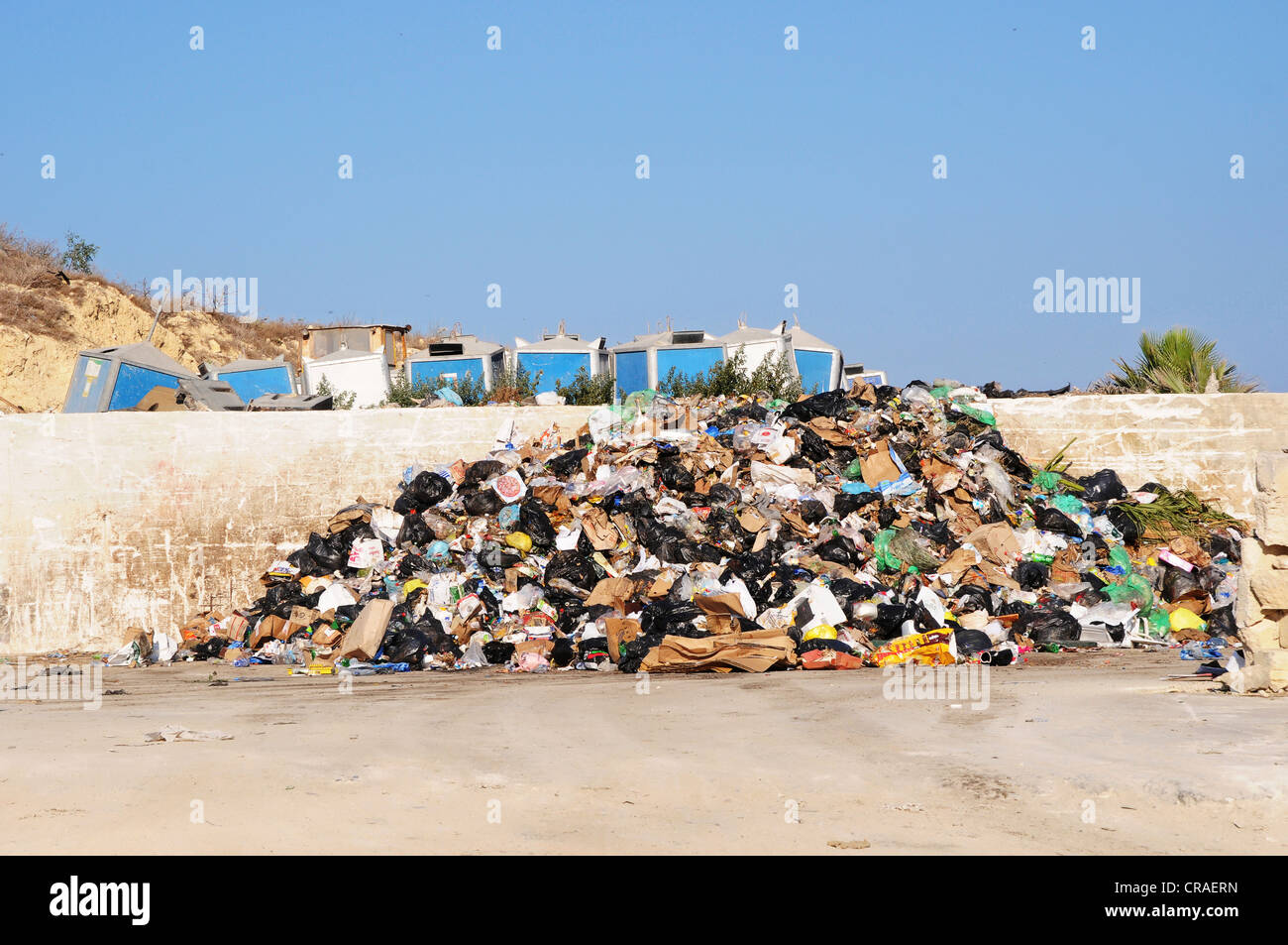 A waste separation site where different recyclable materials are ...