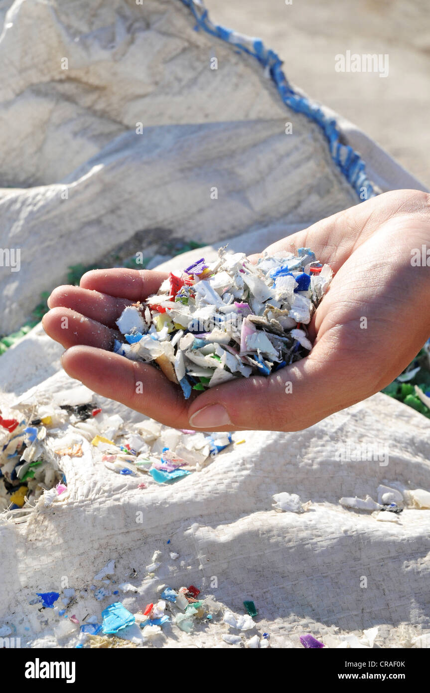 A waste separation site where different recyclable materials are ...