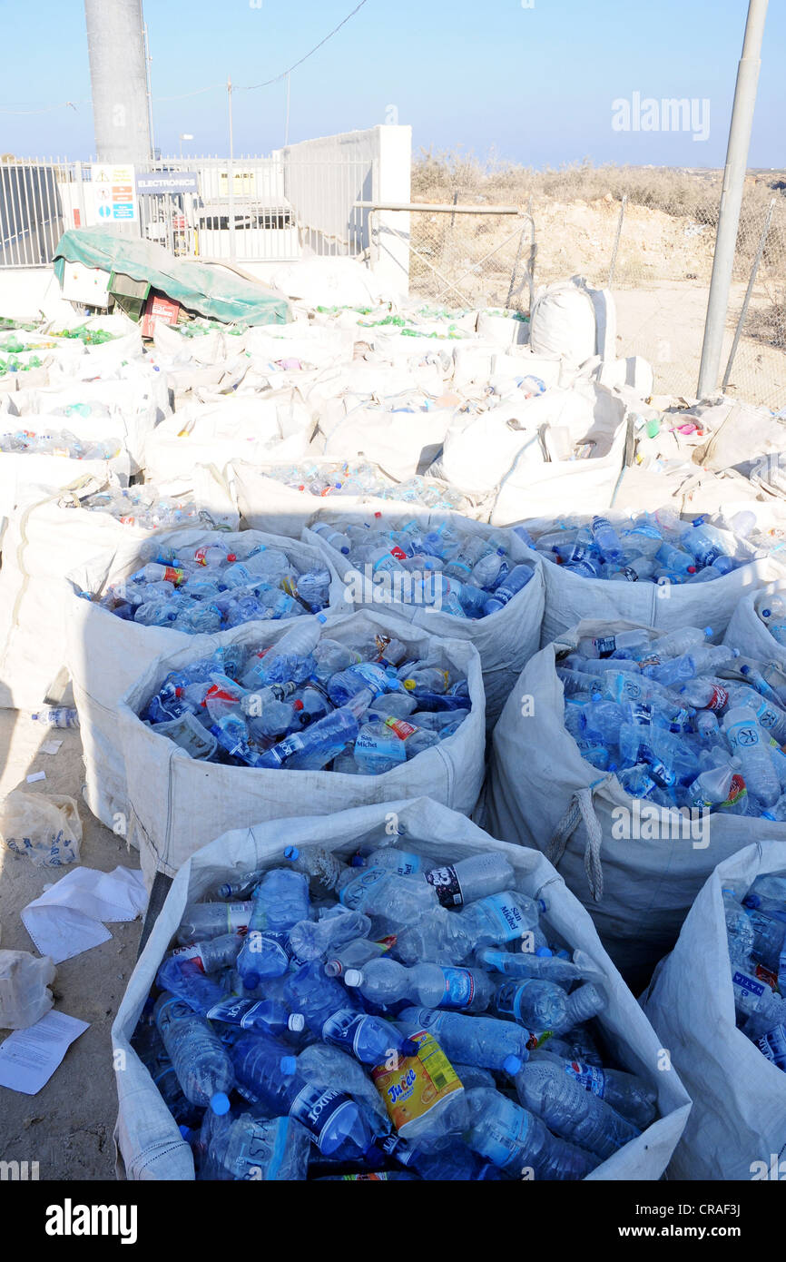 A waste separation site where different recyclable materials are ...