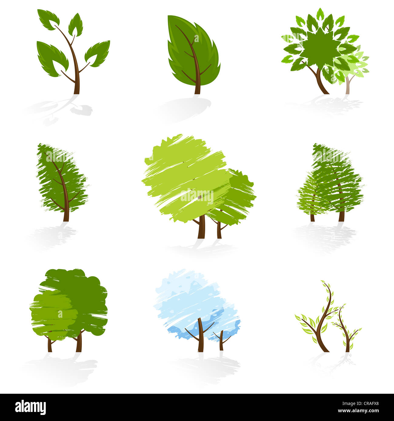 Tree Symbols Set Isolated on White Stock Photo - Alamy