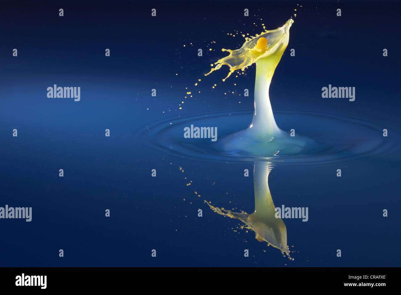 Drop hitting a drop causing a bizarre formation in coloured water and ...