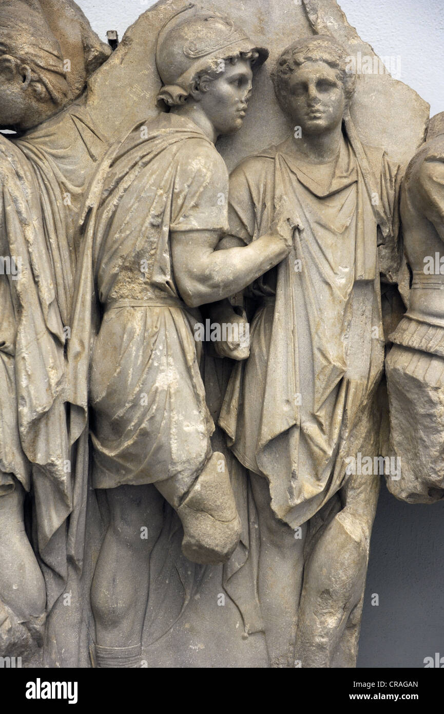 Pergamon Altar. 164-156 BC. Telephos Frieze. Detail. Telephos receiving ...