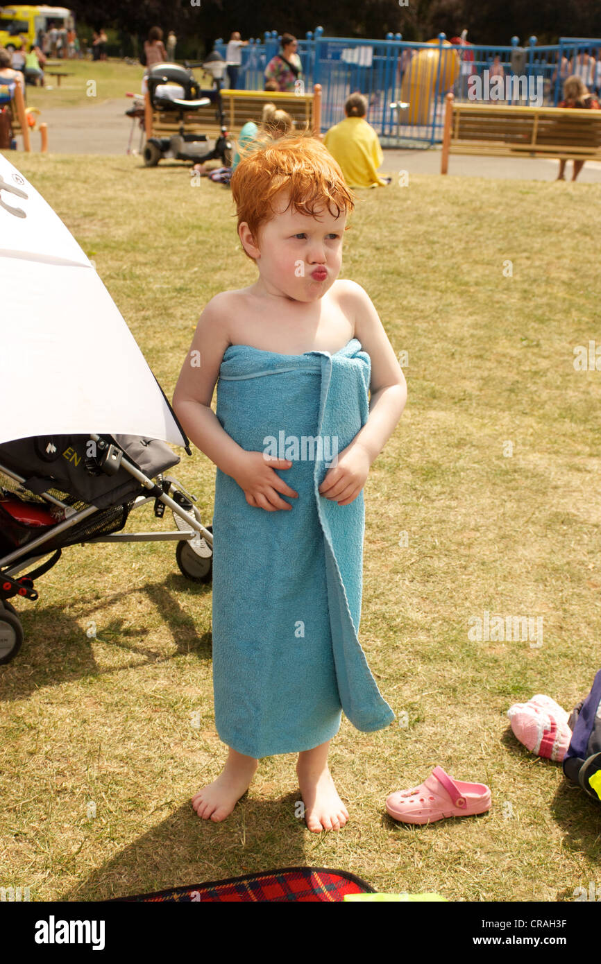 Boy towel wrapped drying hi-res stock photography and images - Alamy