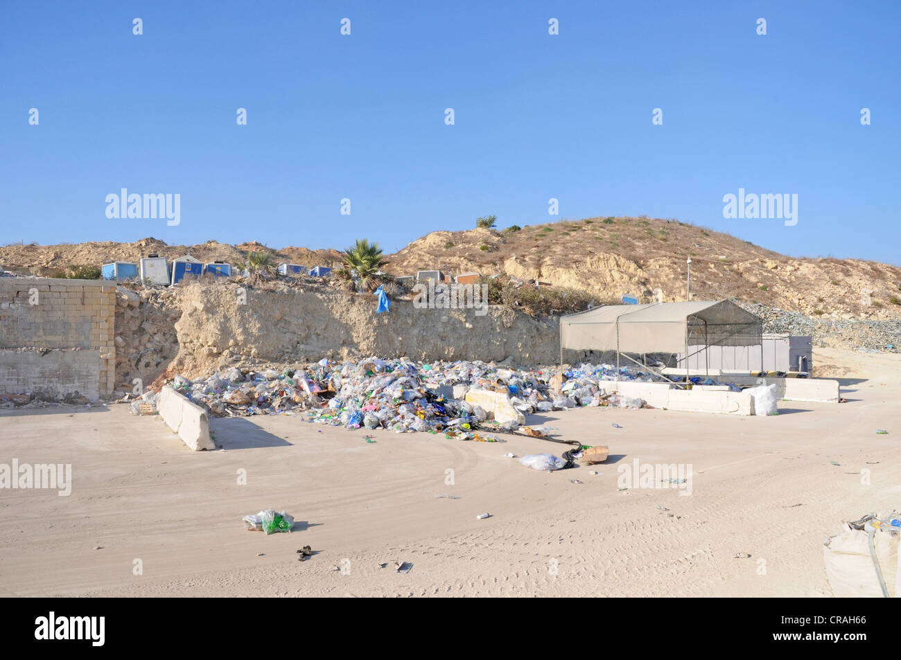 A waste separation site where different recyclable materials are ...