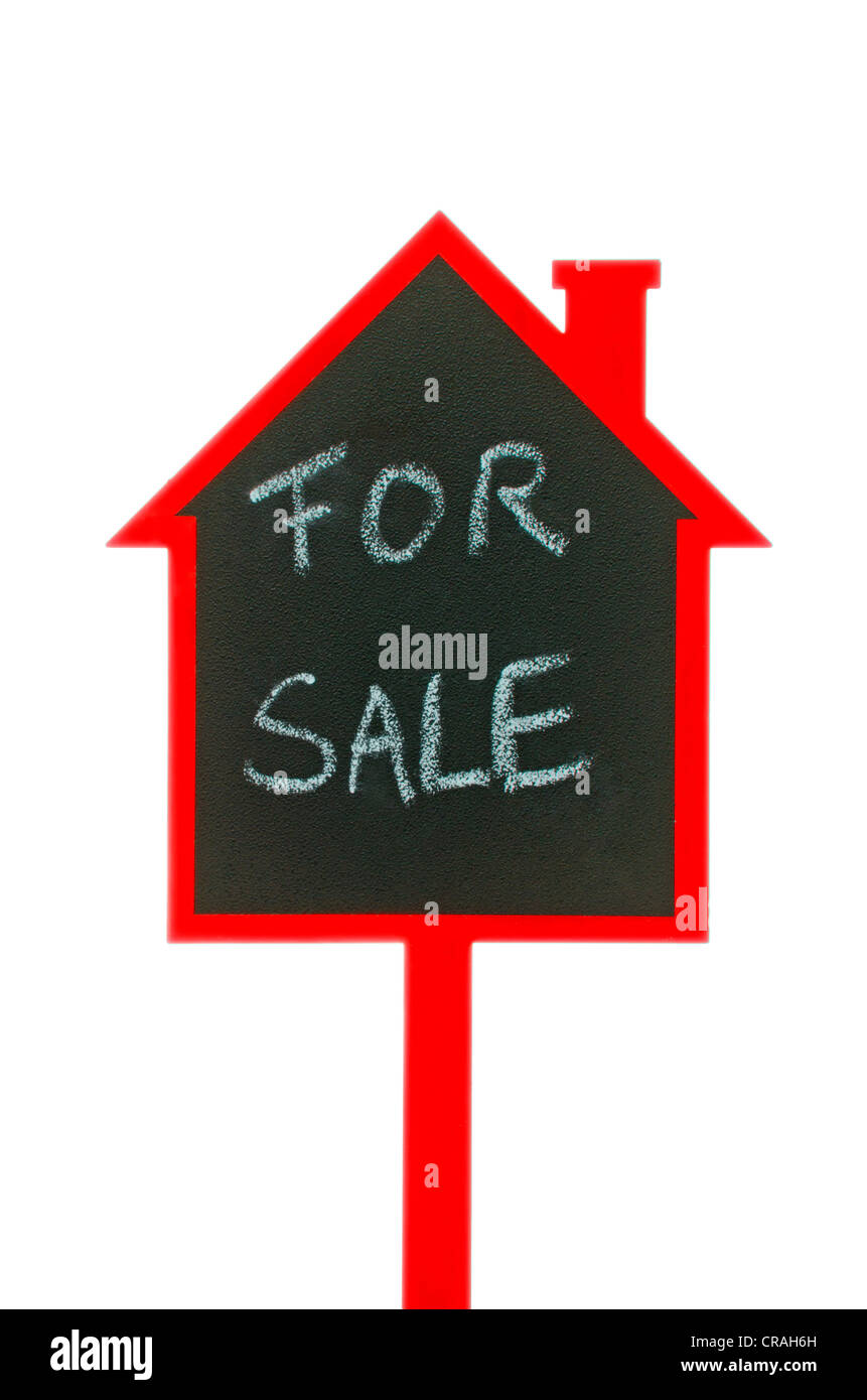 Sign shaped like a house, lettering "For Sale", symbolic image for eal ...