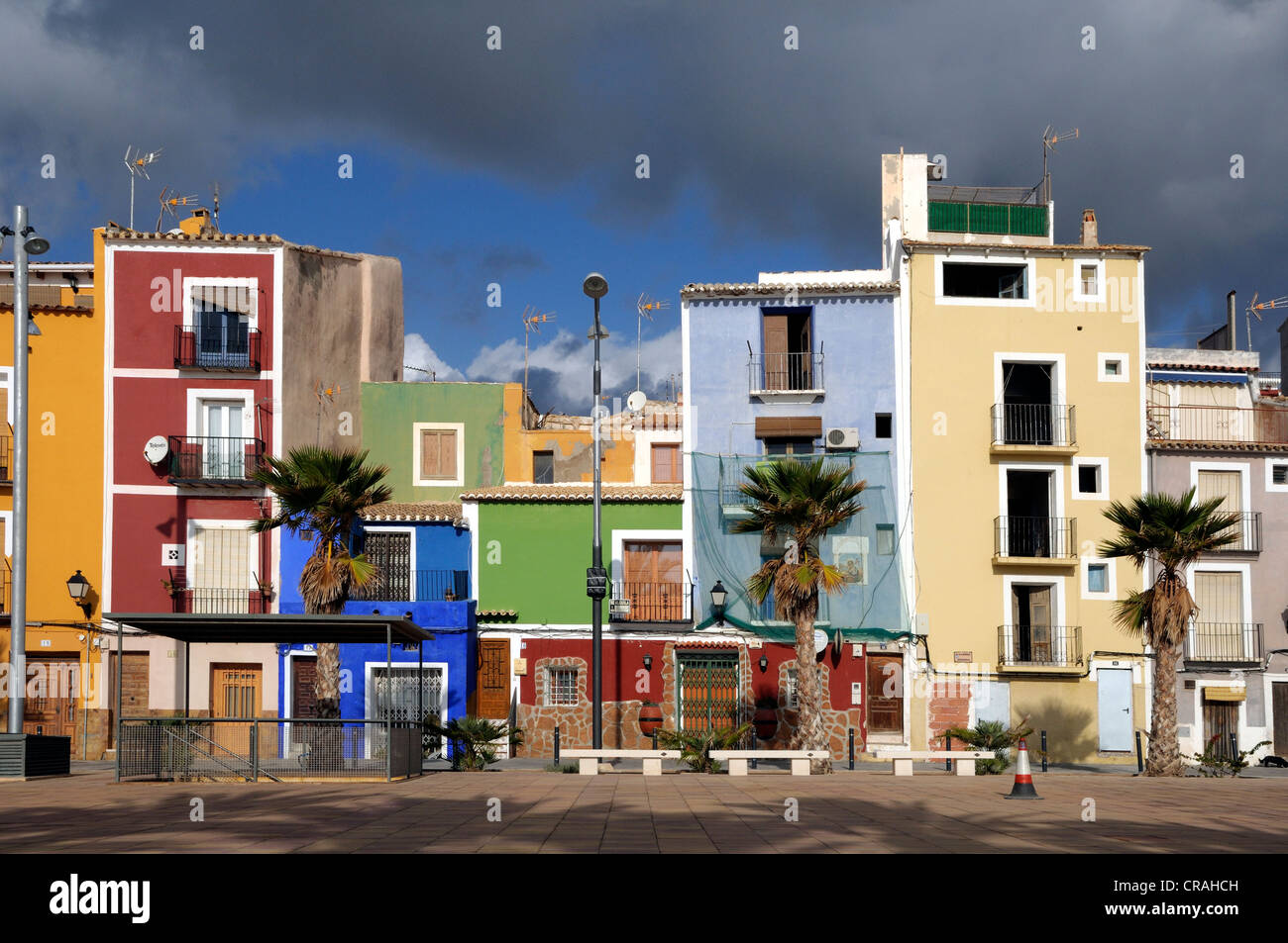 Colourful houses of Villajoyosa, Costa Blanca, Spain, Europe Stock ...