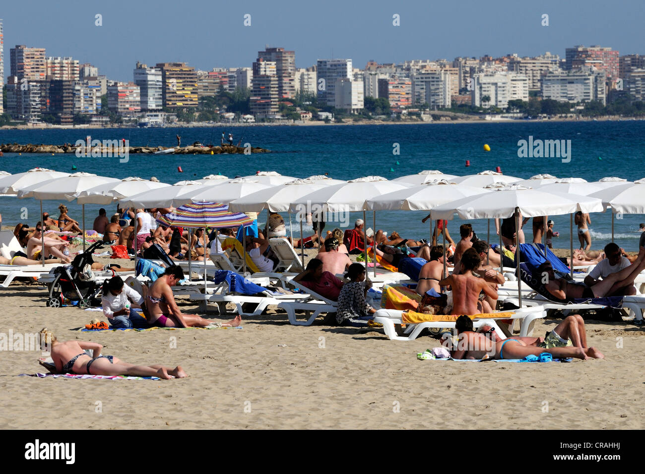 Bathers sunbathing on beach playa hi-res stock photography and images ...