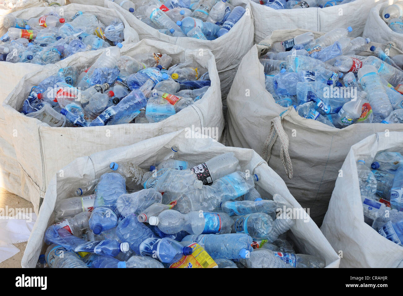 A waste separation site where different recyclable materials are ...