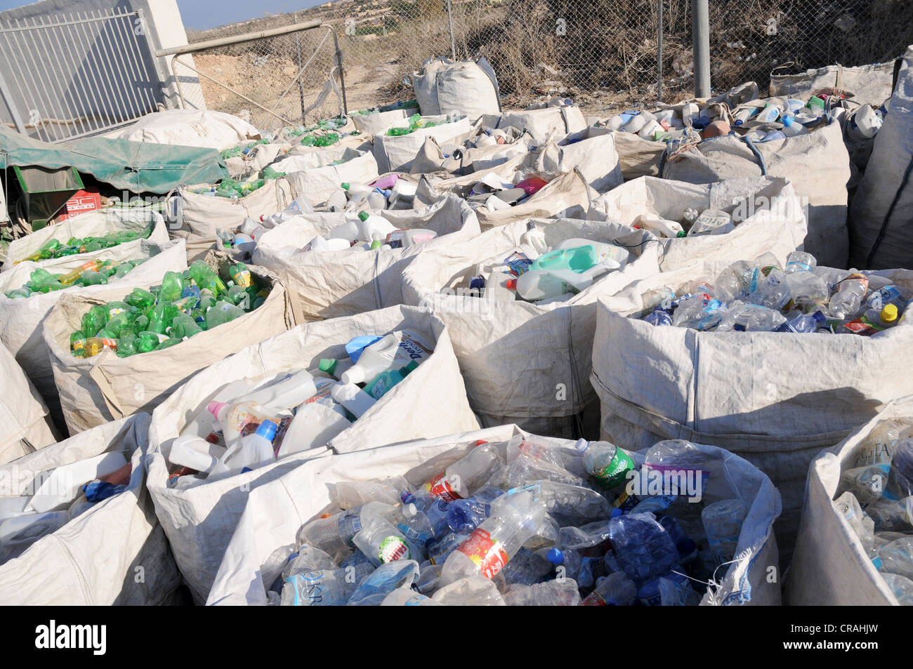 A waste separation site where different recyclable materials are ...