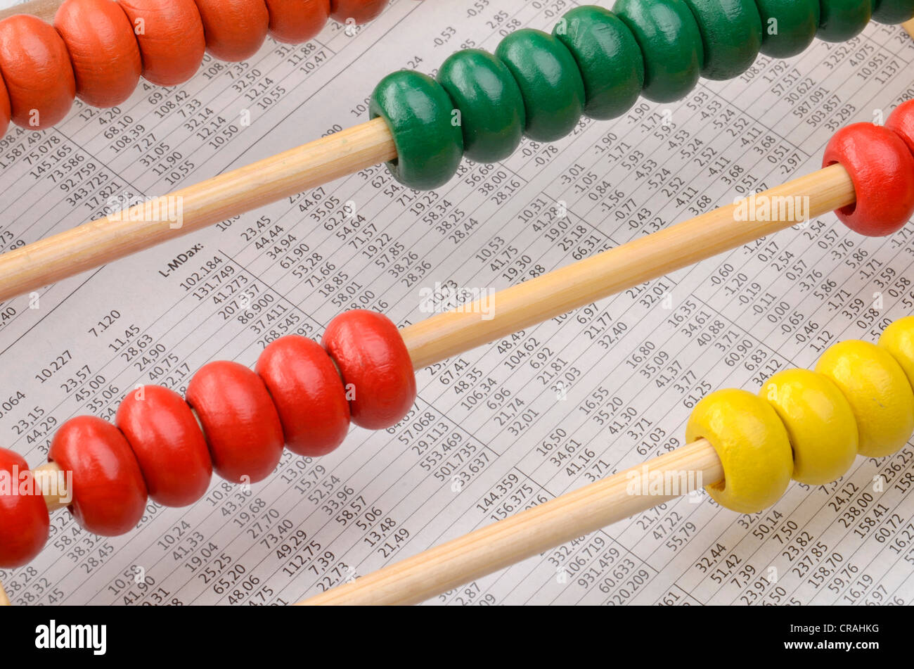 Abacus and index charts, symbolic image for the stock market Stock ...