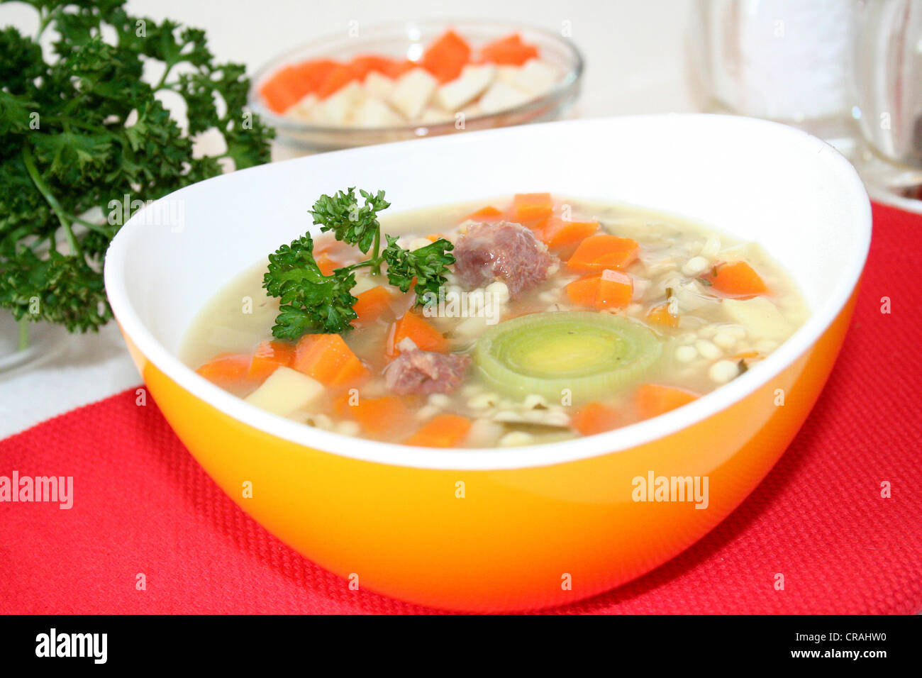 pearl barley stew with parsley and vegetables Stock Photo - Alamy
