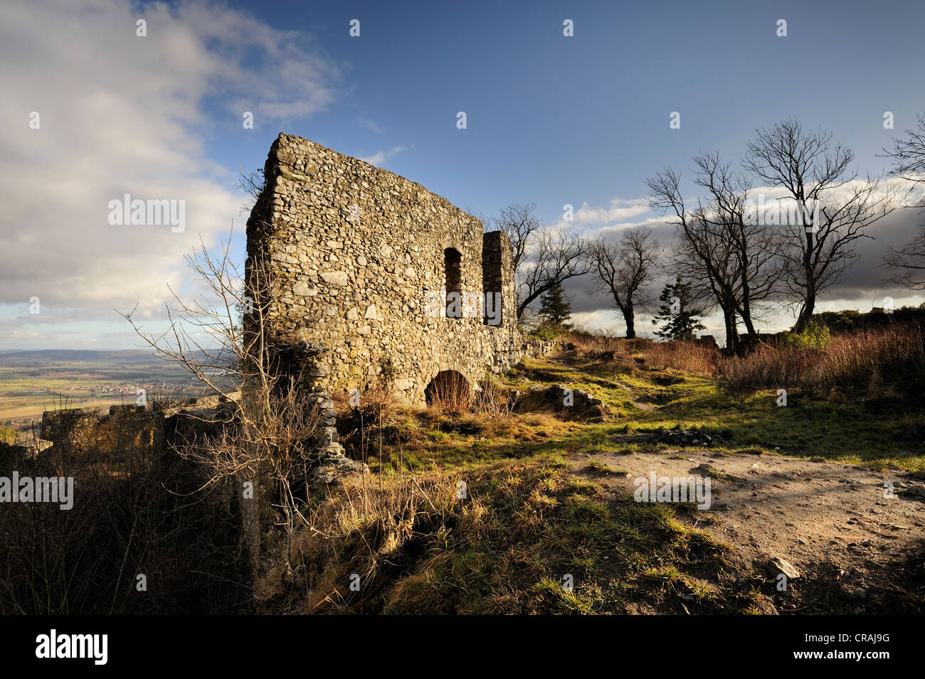 Castle ruins on Maegdeberg Mountain, Konstanz district, Baden ...
