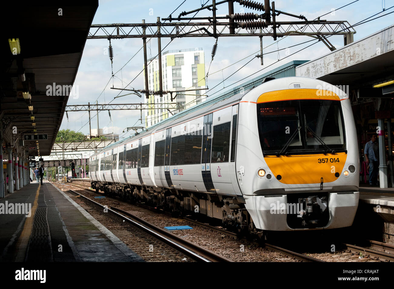 Passenger train in National Express c2c livery waiting at a railway ...