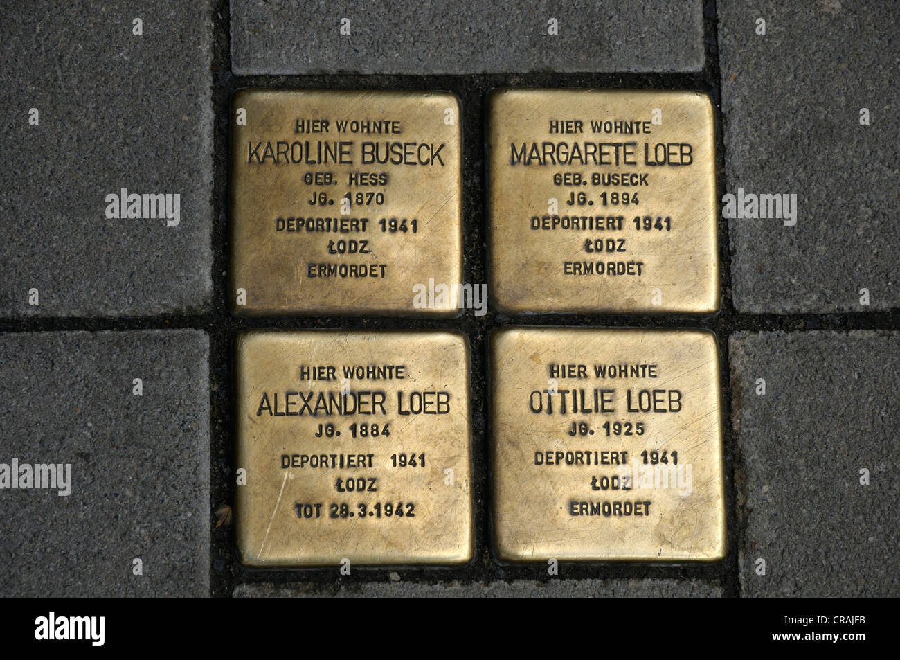 Memorial plaques for Jewish citizens, Frankfurt am Main, Hesse, Germany ...