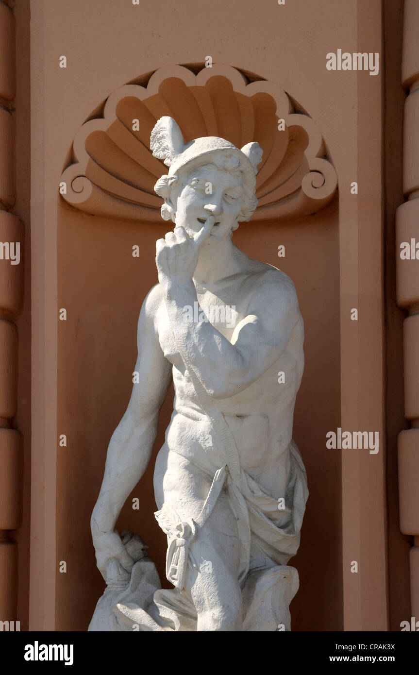 Statue of Hermes, Romanushaus building, Leipzig, Saxony, Germany ...