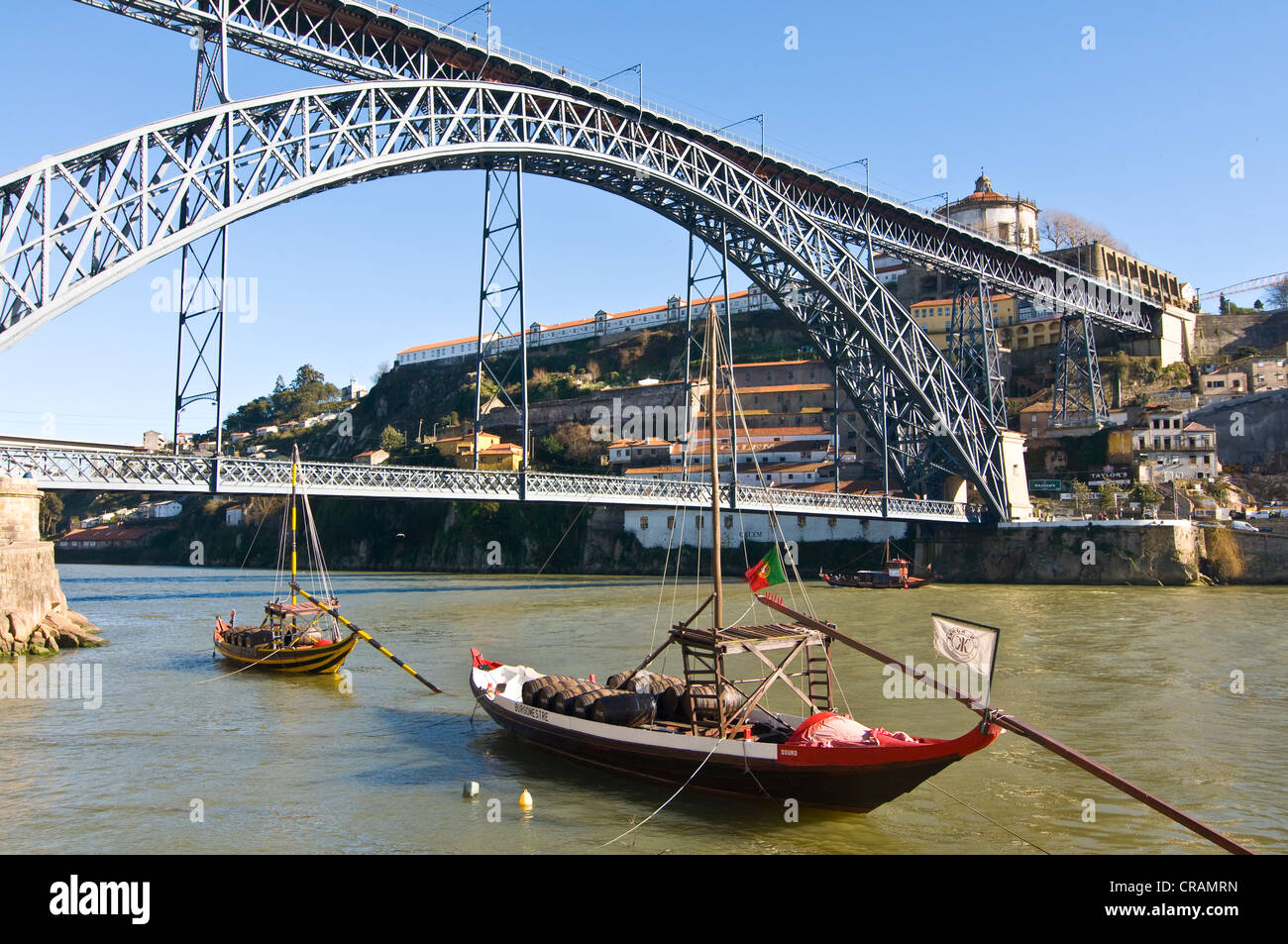 Maria Pia bridge over the Rio Douro river, Porto, Portugal, Europe ...