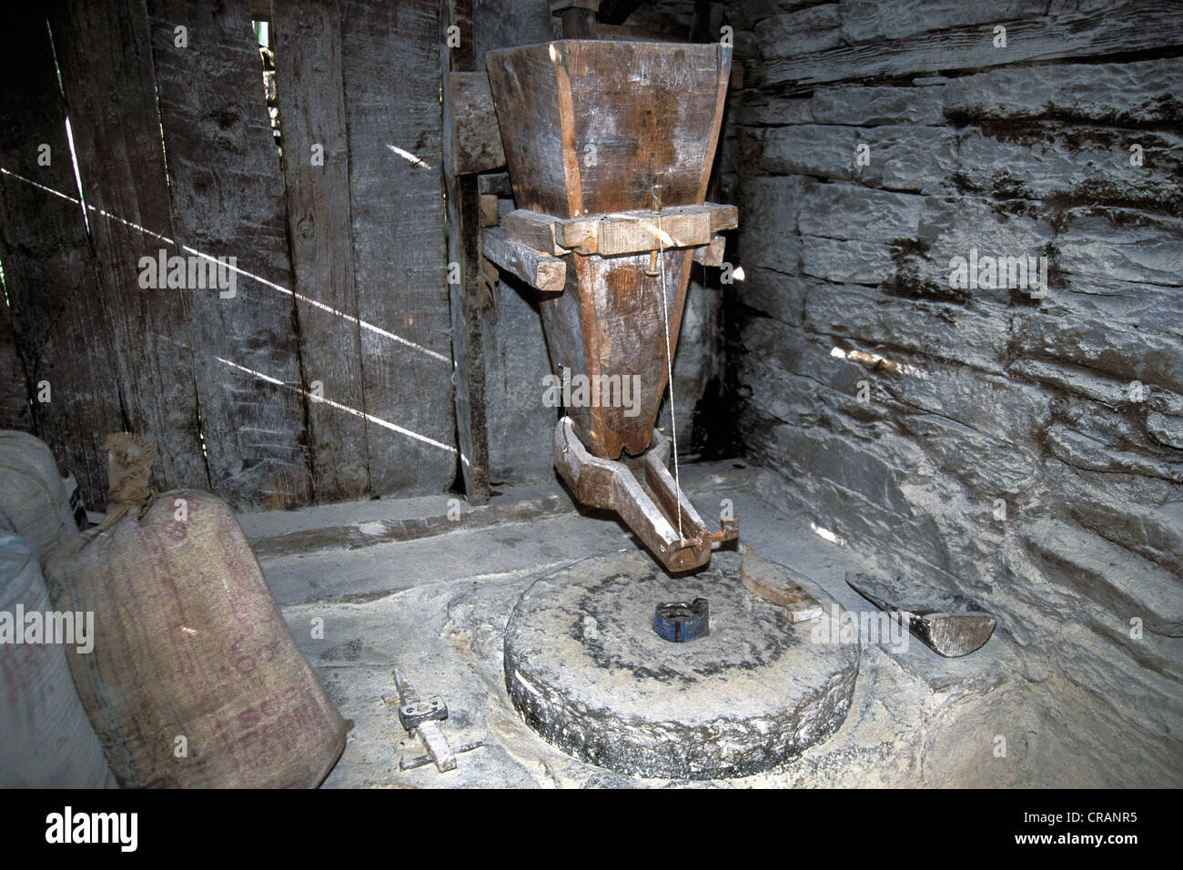 Interior of an old mill in Manali, Kullu district, Himalayas, Himachal ...