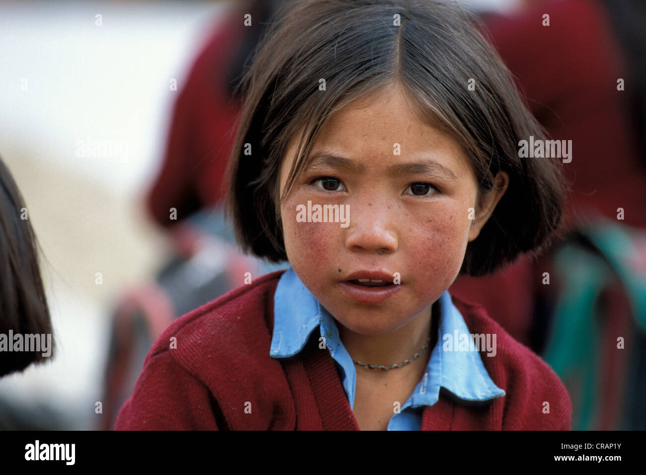School girl at the morning assembly, a boarding school in Reru near ...