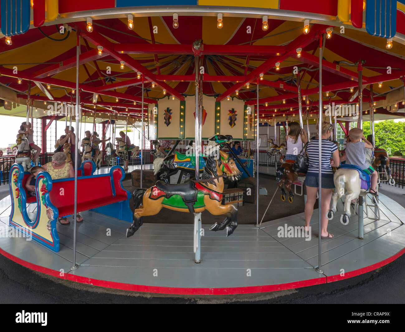 1928 style Hershell-Spillman two row carousel at Olcott Beach Carousel ...