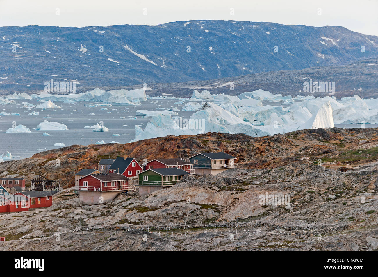 Icebergs, Inuit settlement of Tiniteqilaaq, Sermilik Fjord, East ...