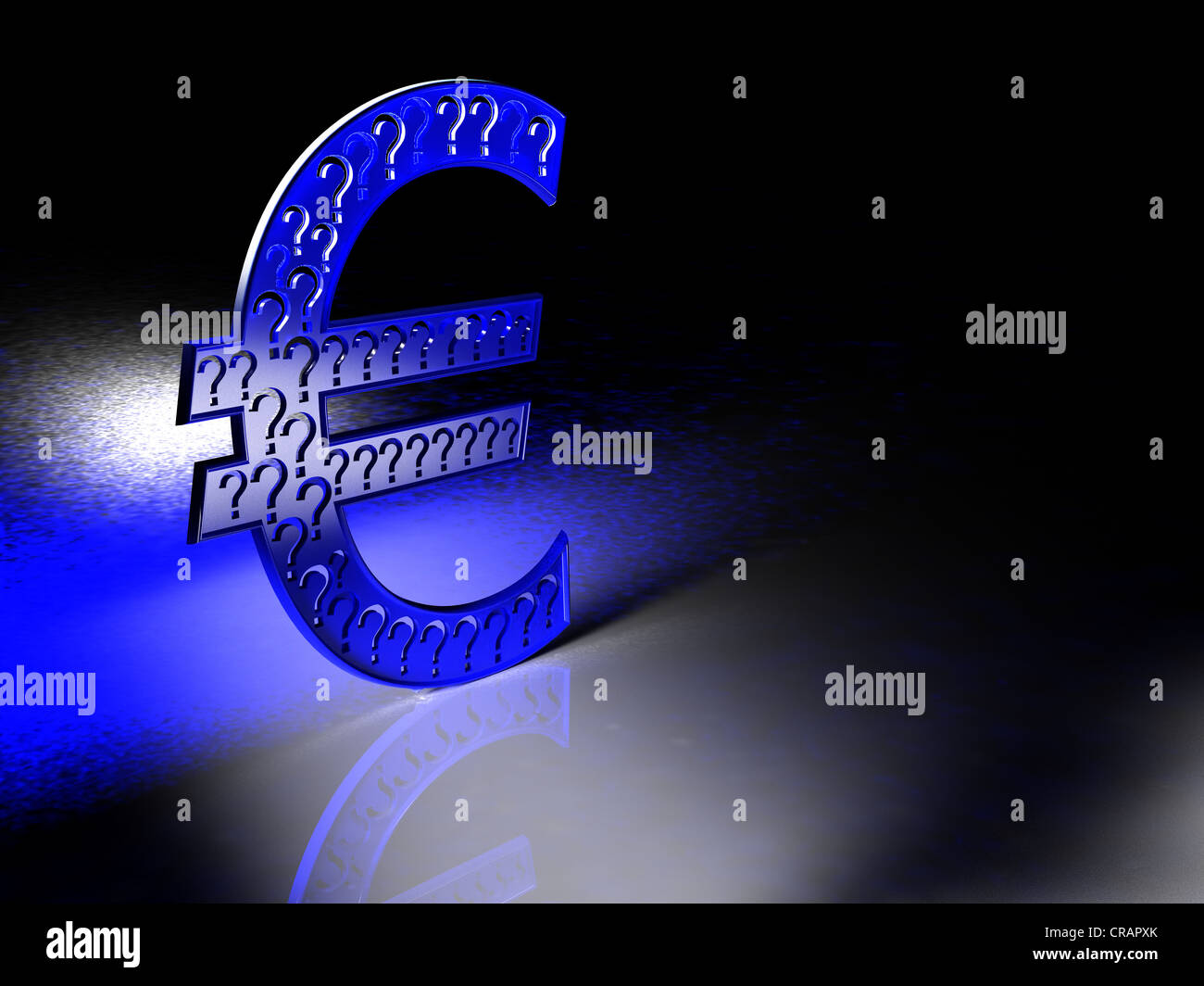 Euro symbol with punched out question marks Stock Photo - Alamy