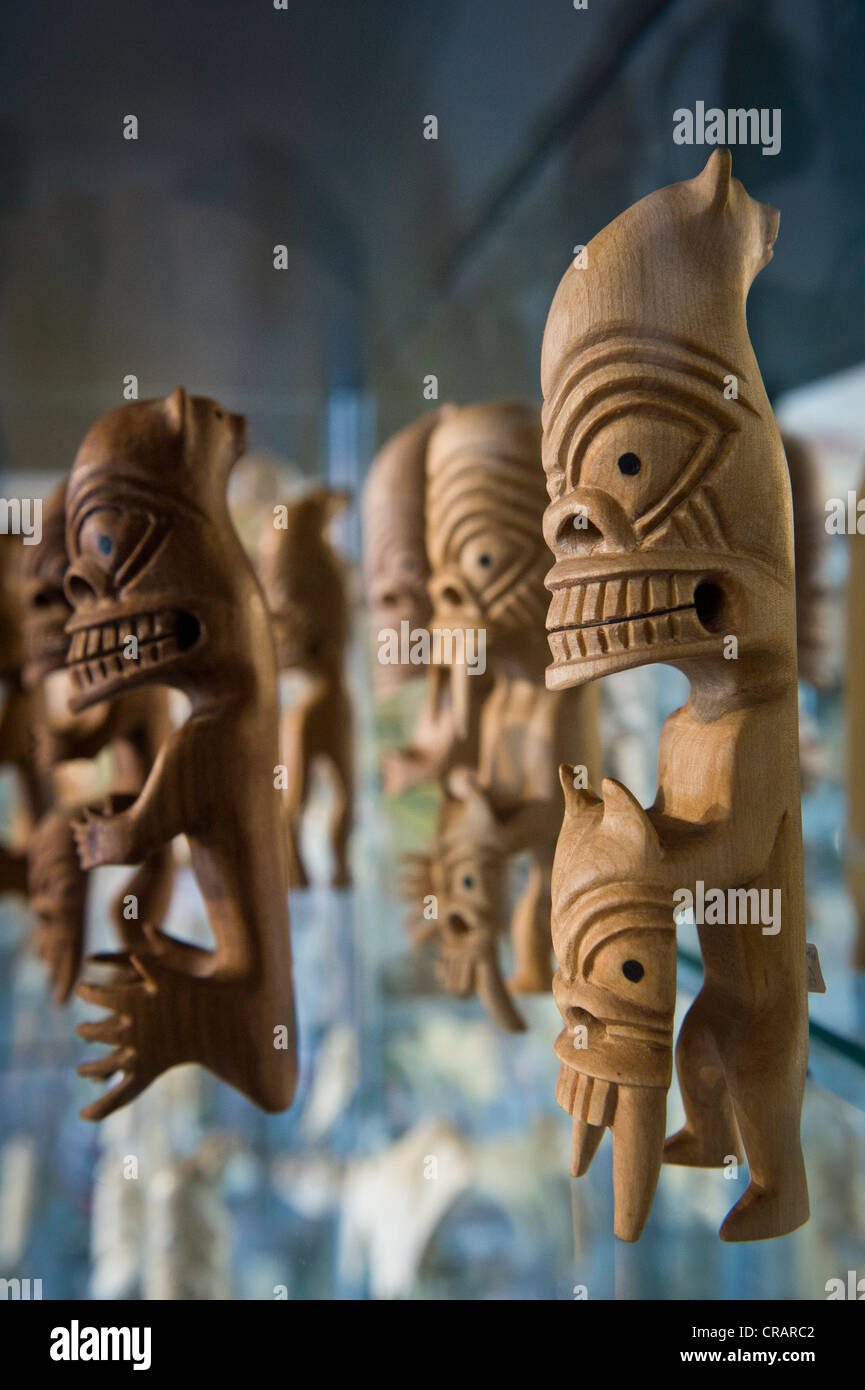 Tupilaks, mythical creatues of the Greenlanders, souvenir shop of the ...