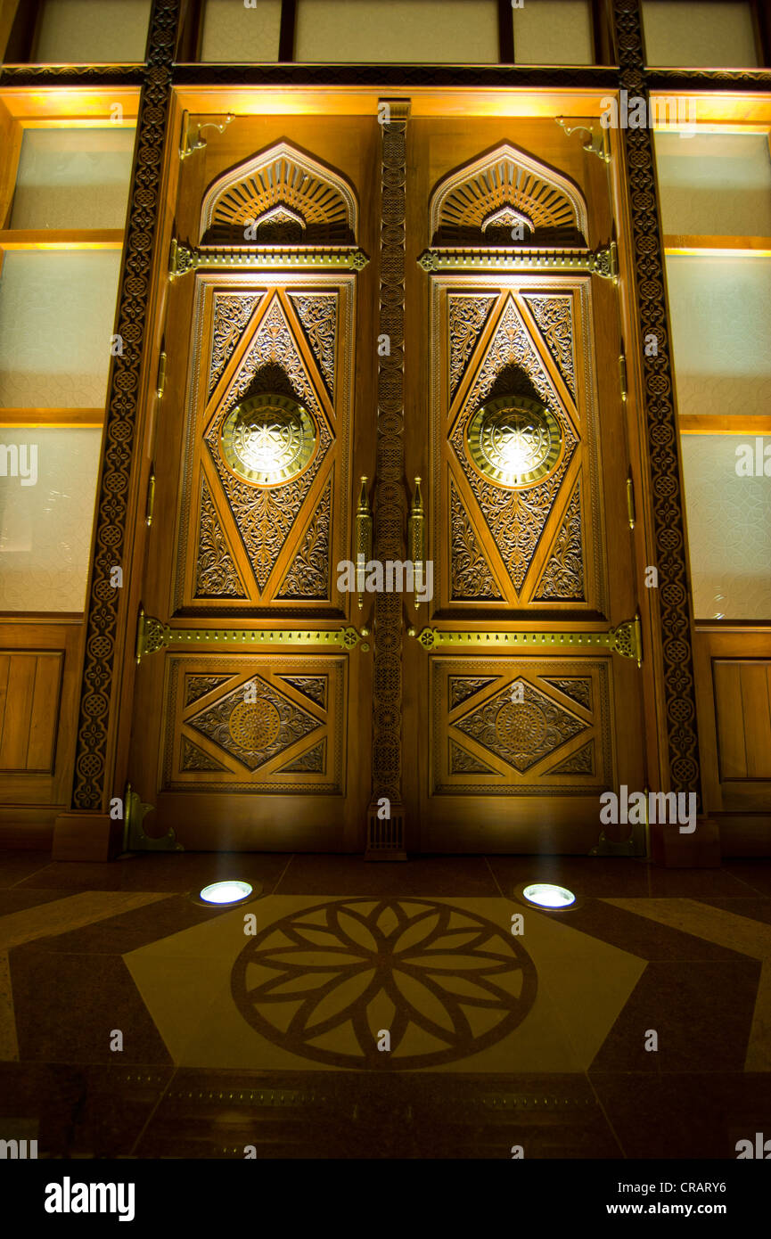 Entrance door of the State Mosque in Doha, Qatar, Arabian Peninsula ...