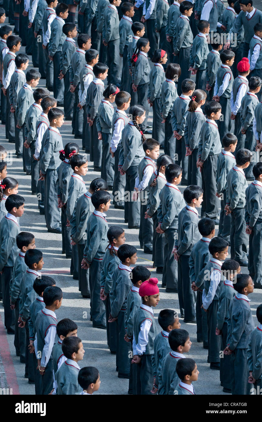 Morning assembly, students, Chapslee School, The Chapslee, Shimla ...