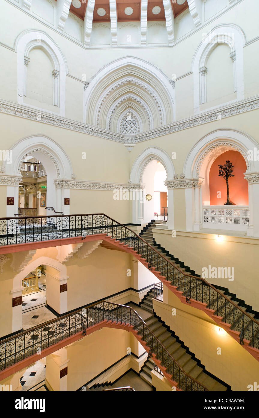 Staircase, historic wing of the Taj Mahal Hotel, Colaba district ...