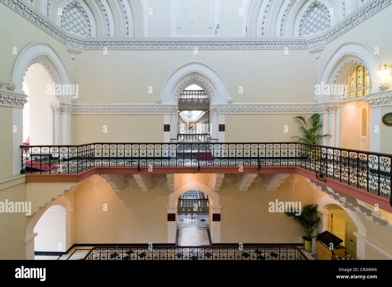 Staircase, historic wing of the Taj Mahal Hotel, Colaba district ...