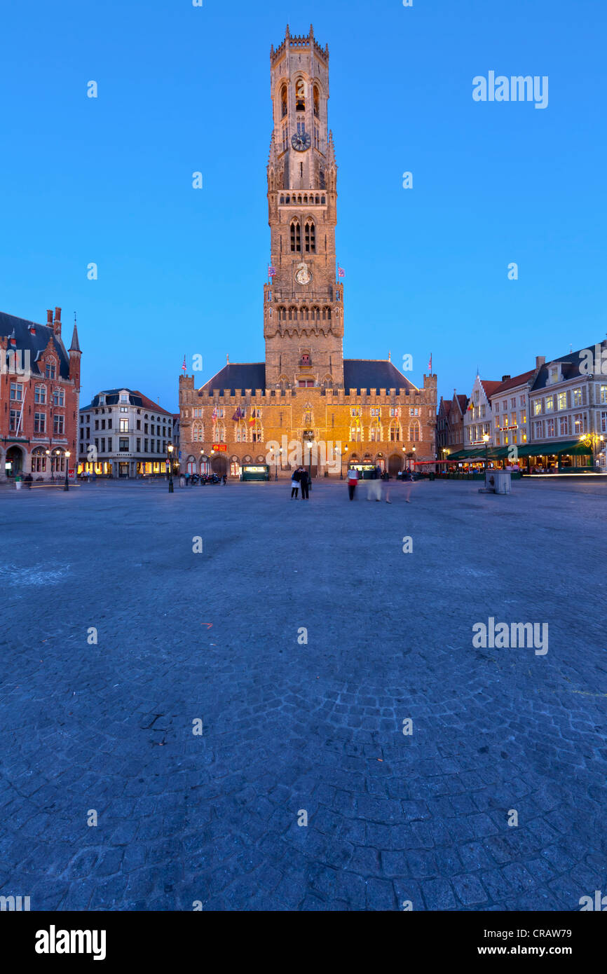 Belfry or bell tower of Belfort, Grote Markt market square, historic ...