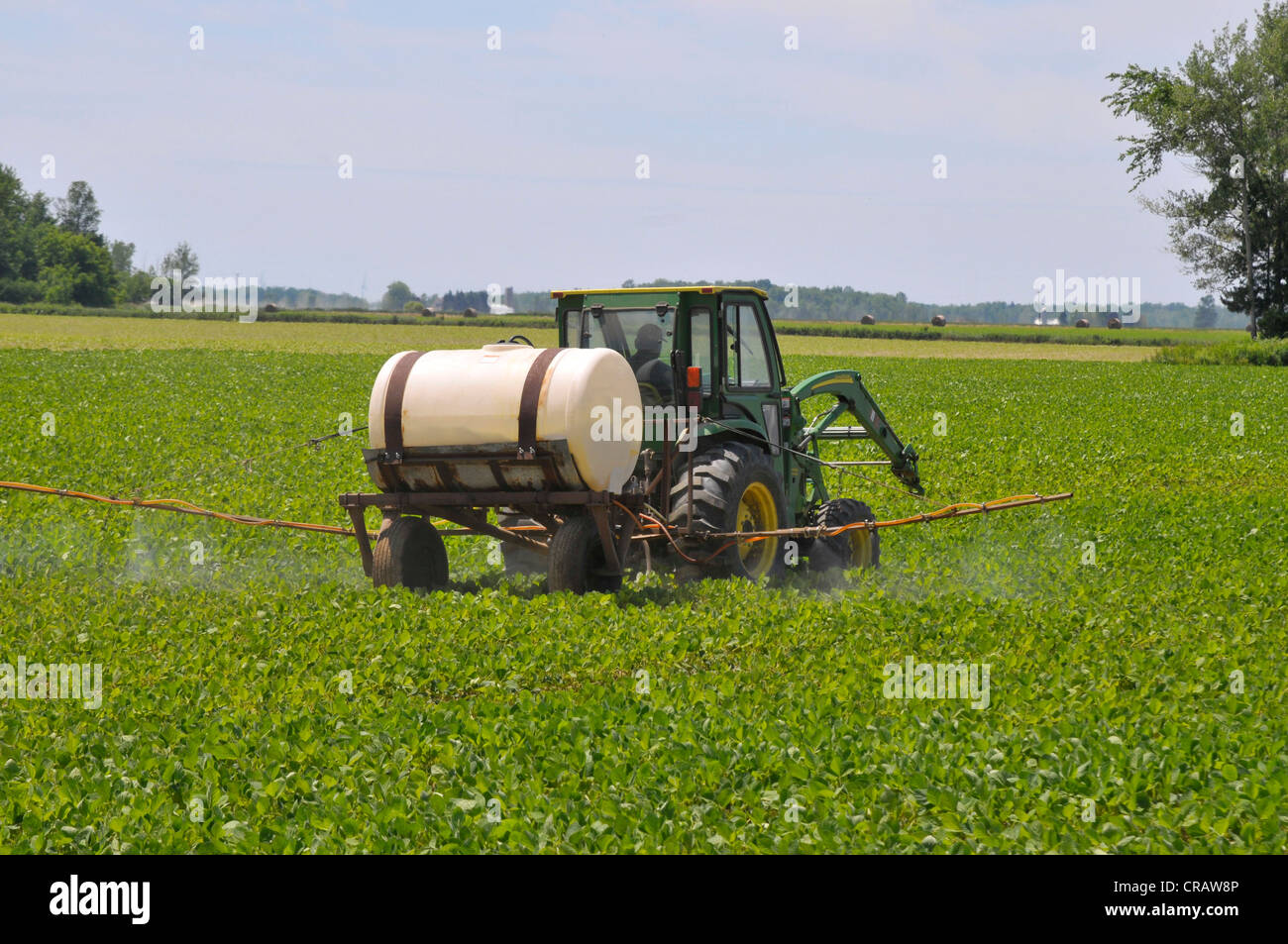 Farmer spraying soybean crop with fertilizer Sandusky Michigan Stock ...