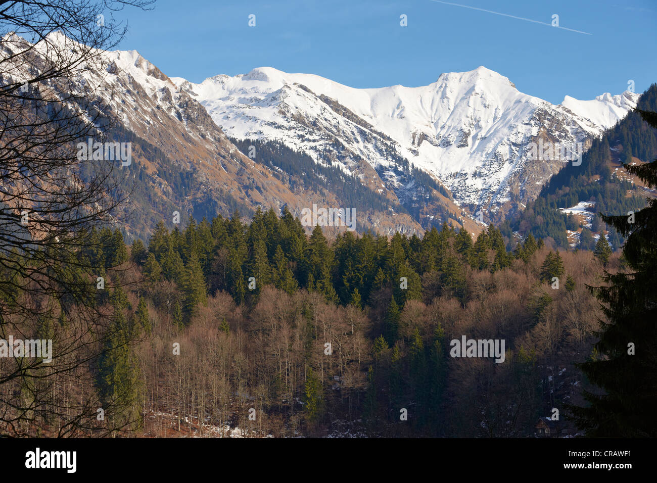 Snow covered peaks in the Allgaeu Alps Stock Photo - Alamy