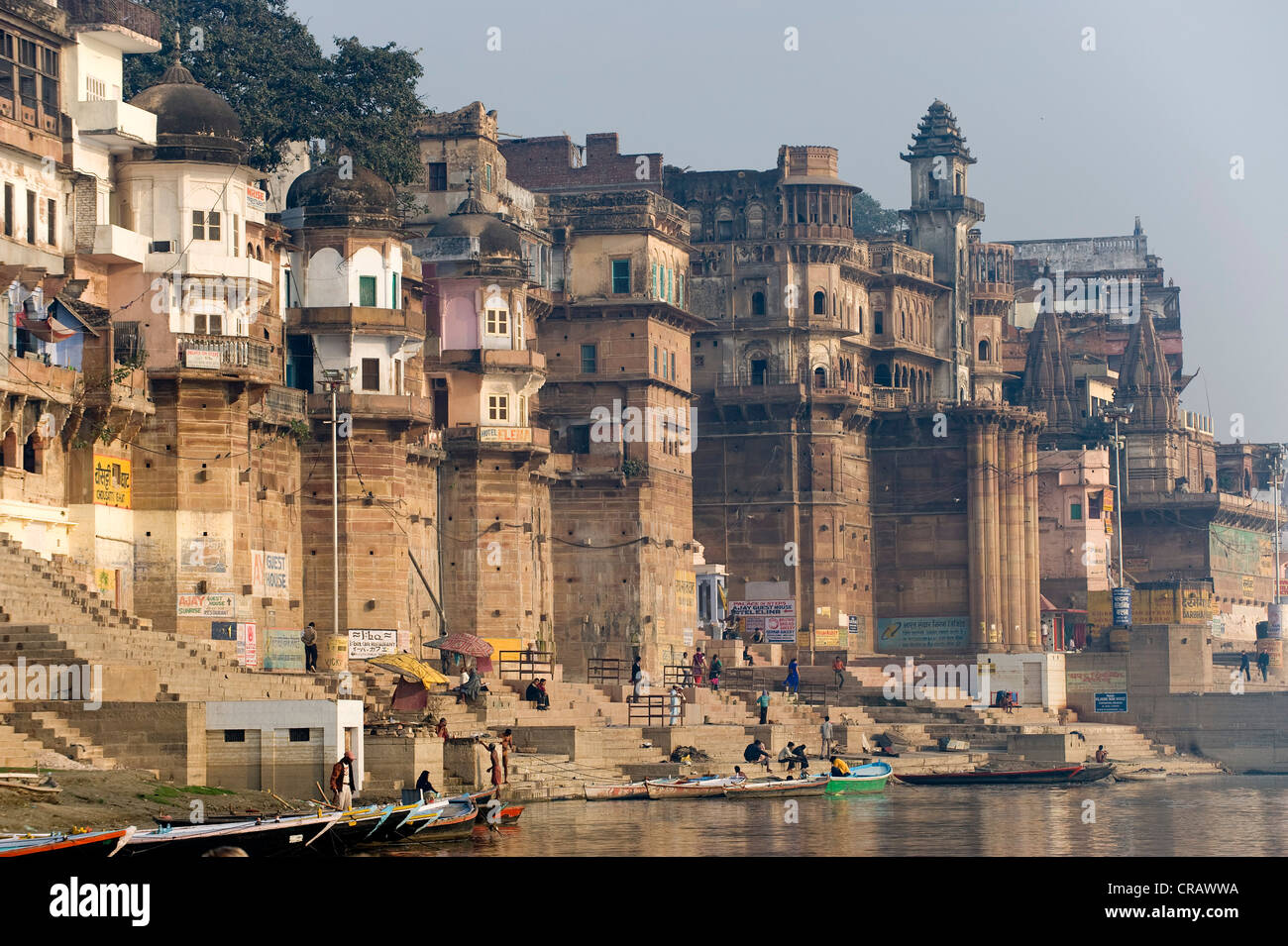 City view with Ghats or Holy Stairs, Ganges river, Varanasi, Uttar ...