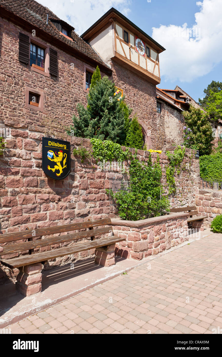 Historic city gate, Dilsberg, Neckargemuend, Odenwald, Baden ...