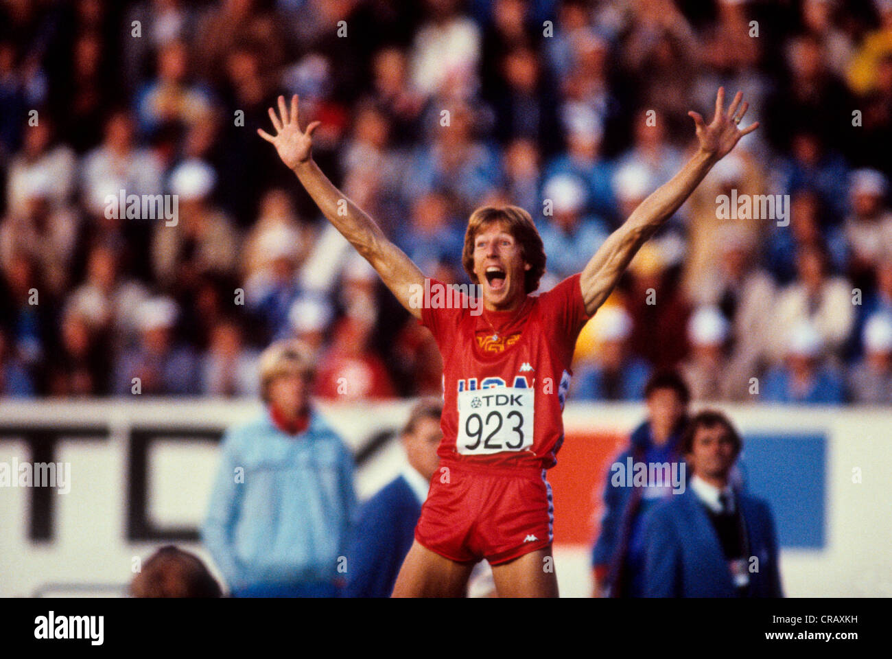 Dwight Stones (USA) competing in the high jump at the 1983 World Track ...
