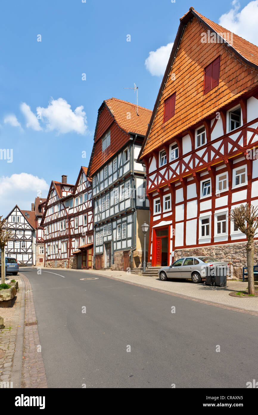 Medieval town with half-timbered buildings, Spangenberg, Schwalm Eder ...