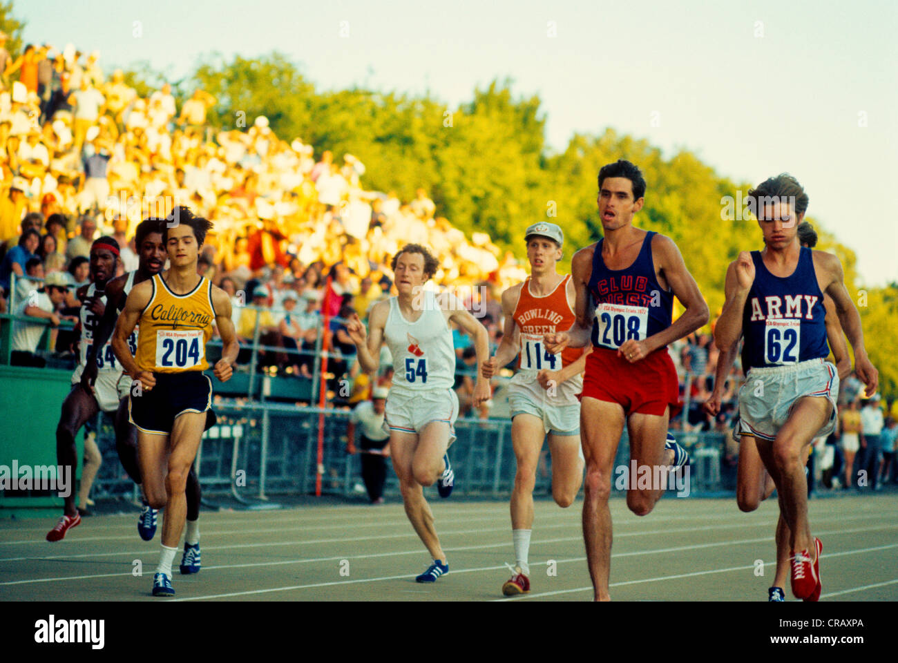 Jim Ryun competing in the 1500m at the 1972 US Olympic Track and Field ...