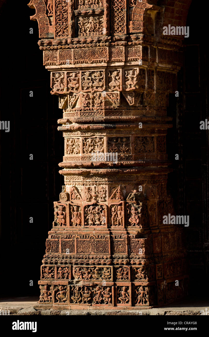 Column, Madan Mohan terracotta temple, Bishnupur, Bankura district ...