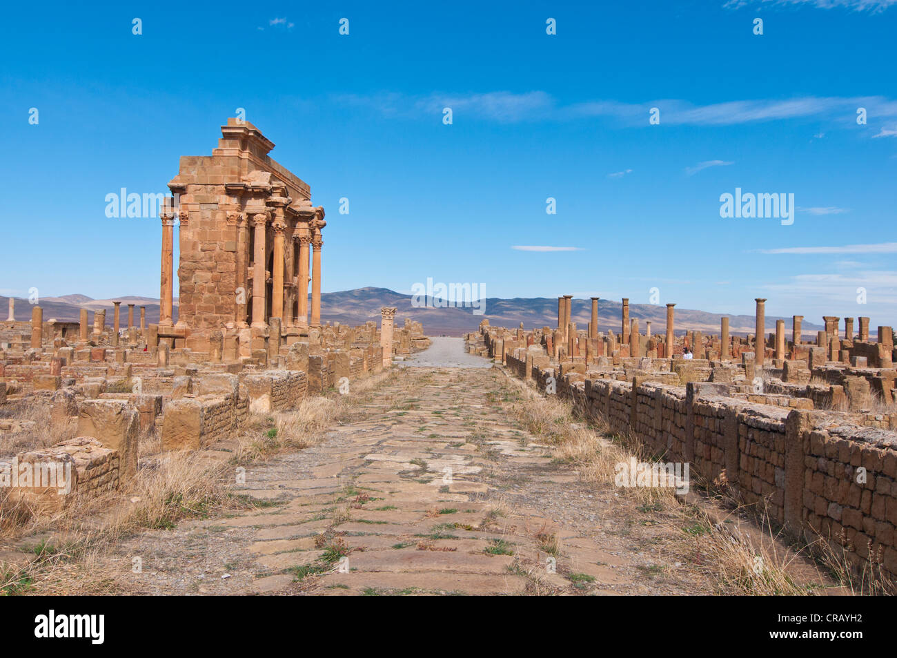 The Roman ruins of Timgad, Unesco World Heritage Site, Algeria, Africa ...
