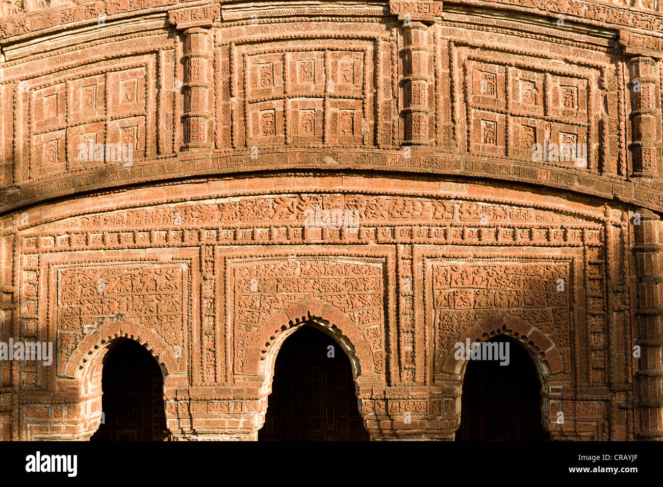Detail, Pancha Ratna terracotta temple of Shyam Rai, Bishnupur, Bankura ...