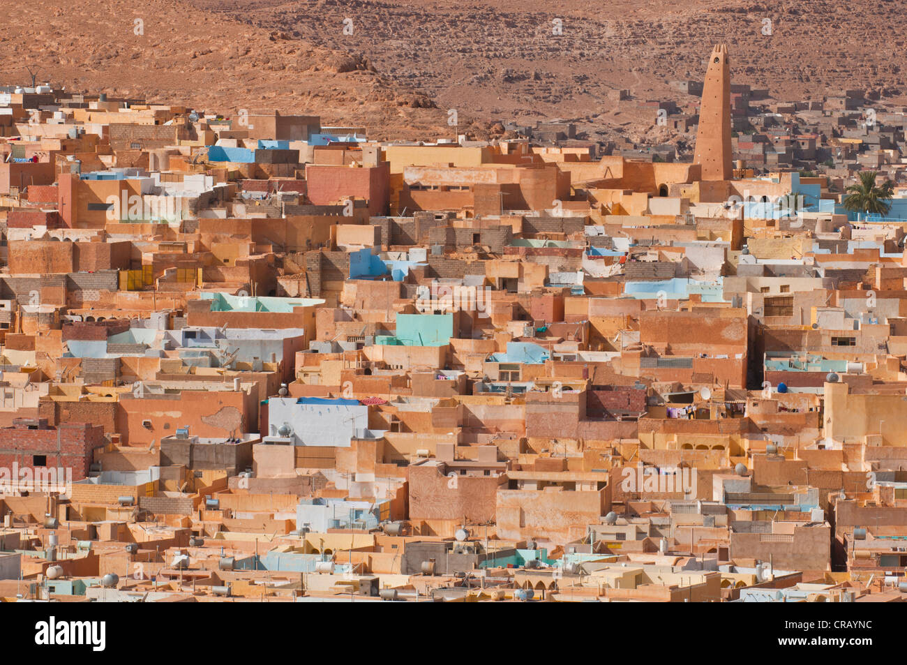 View over the villages of the Unesco World Heritage Site M'zab, Algeria ...
